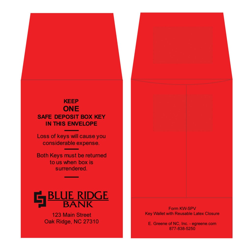 Vault Key Envelopes - Reusable Latex Closure - KW-SPV - E. Greene & Company