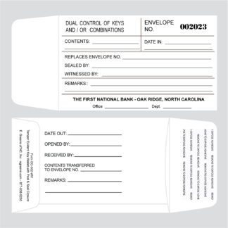 Dual Control Tamper Evident Key Envelopes - Permanent Peel & Seal Closure
